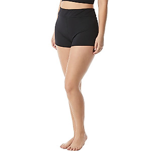 TYR Women's Standard Della Boyshort for Swimming, Yoga, Fitness, and Workout, Black, XX-Large
