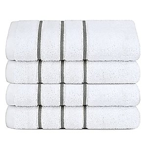 Dorlion Towels 4 Packed White Hand Towel Set, 100% Turkish Cotton Hand Towels for Bathroom, 16x28 in White Face Towels, Light Gray
