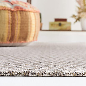MARTHA STEWART x SAFAVIEH 5' x 7' Taupe/Cream MSR484E Contemporary Geometric Cotton Area Rug
