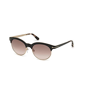 Tom Ford Oval Sunglasses TF438 Angela 01F Black/Gold/Havana FT0438