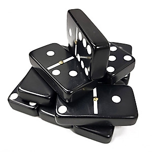 Marion Domino Double 6 Black Jumbo Tournament Professional Size with Spinners in Elegant Black Velvet Case.