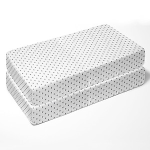 Bacati - 2 Pack Love/Aztec/Arrows/Hearts Silky Soft Breathable 100% Cotton Muslin Baby Crib Fitted Sheets - Fits Standard 28 x 52 x 5 Crib & Toddler Mattresses (Hearts, Grey)