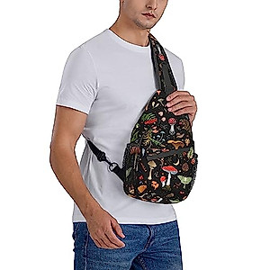 Mushroom Sling Bag Crossbody Travel Hiking Backpack Daypack Mushroom Gifts for Women Men Unisex,Shoulder Chest Bags Cycling Gym