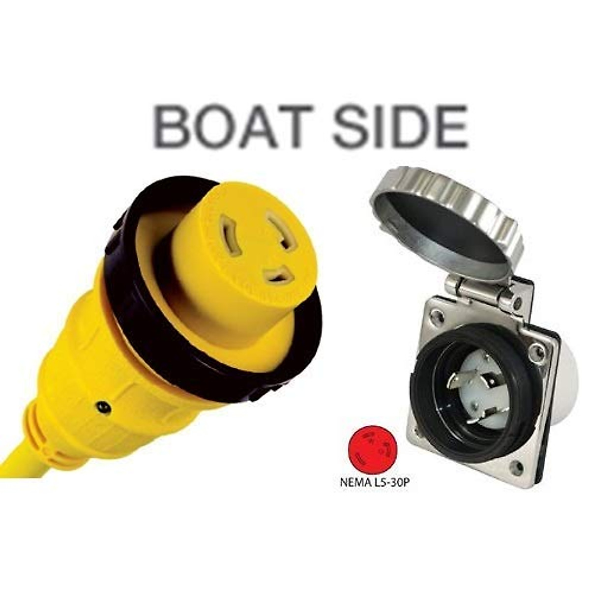 Marvine RV/ Boat Shore Power Extension 50FT 15 Amp to 30 Amp NEMA 5-15P to L5-30R Twist Lock Female with LED Power Indicator & Heavy Duty STW10/3 Cable