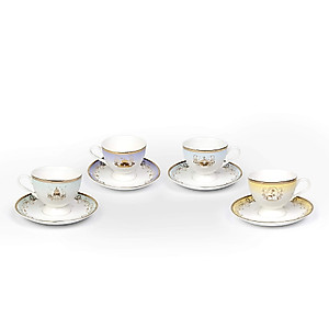 Disney Princess 13-Piece Ceramic Tea Set | Ariel, Cinderella, Jasmine, Belle, Aurora | Tea Party Gift Set For Home Kitchen | Includes Teapot, Cups, Saucers | Place Setting For 4