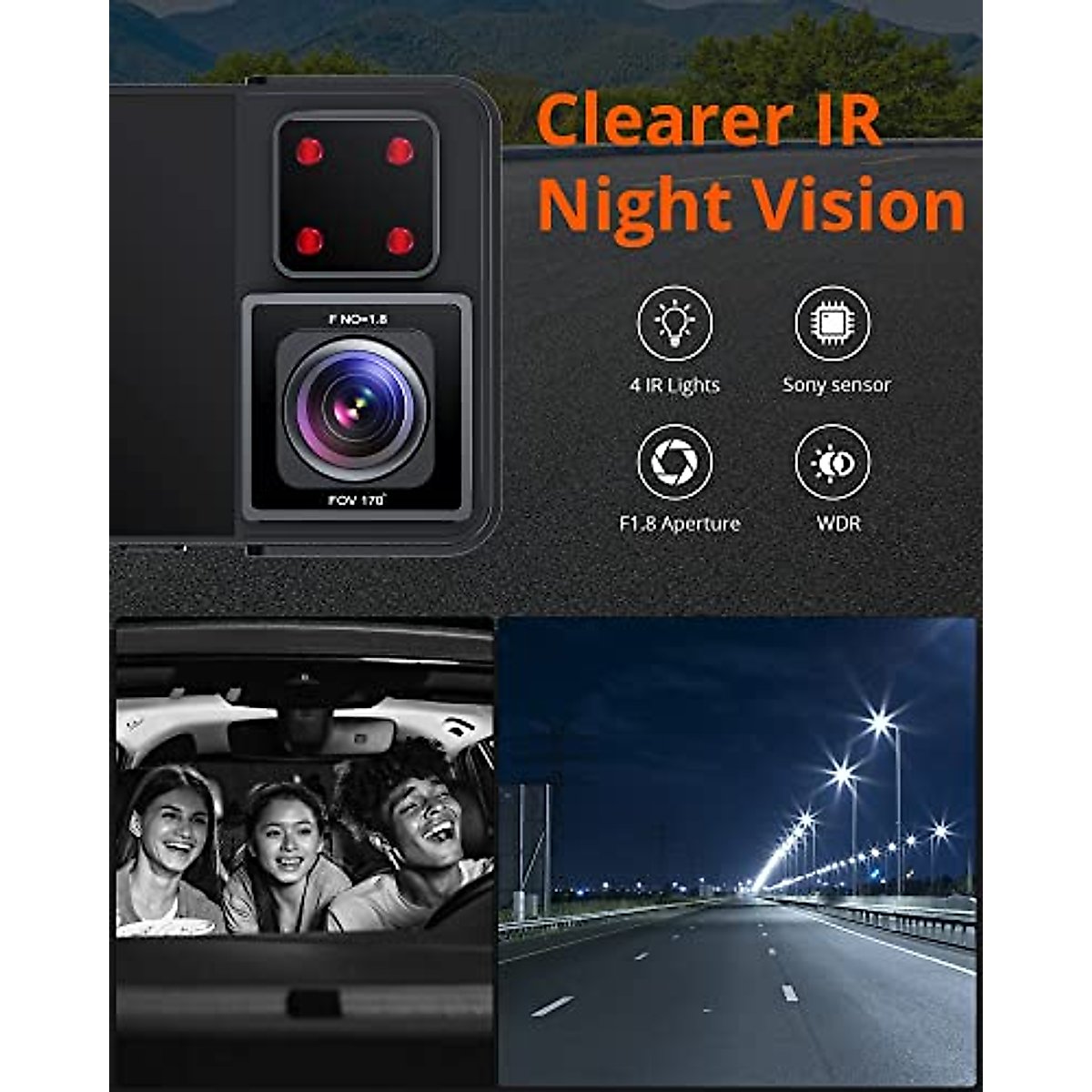 Kingslim D1 pro Dual Dash Cam 4K Record Inside - Front and Inside Dash Camera GPS WiFi for Cars Uber Truck, Dashcam with Infrared Night Vision, G-Sensor, Loop Recording(Upgraded Version)