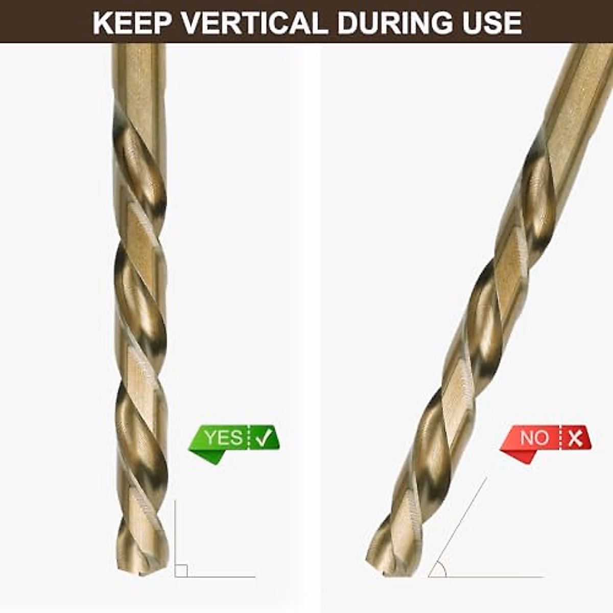 BeHappy Cobalt Drill Bit Set, 115Pcs M35 High Speed Steel Drill Bits, Twist Jobber Metal Drill Bit Set for Hardened Steel, Cast Iron, Plastic, Wood, Indexed Storage Case, 1/16"-1/2", A-Z, 1-60 Amber