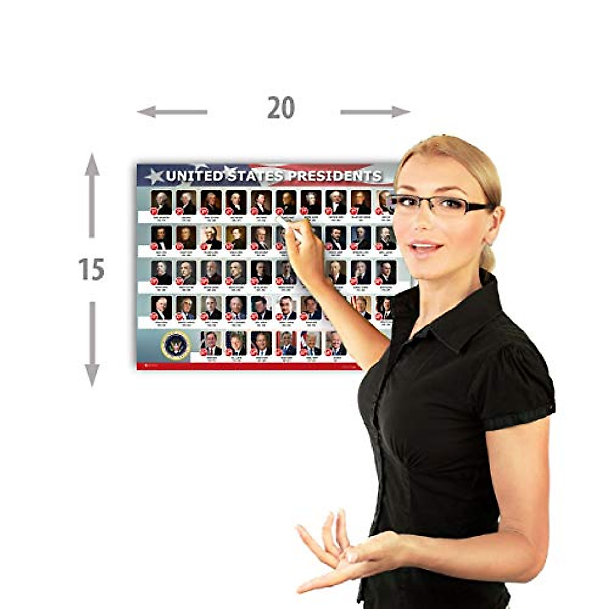 USA Presidents of the united states Of America poster NEW chart LAMINATED Classroom Landscape school wall decoration learning history flag metal (15x20)