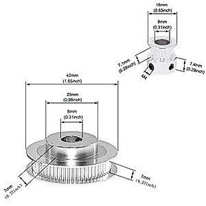 Zeberoxyz 2PCS Set GT2 Synchronous Wheel 20&60 Teeth 8mm Bore Aluminum Timing Pulley with 2PCS Length 200mm Width 6mm Belt (20-60T-8B-6)