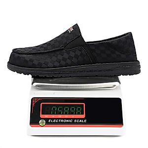 LARNMERN Slip On Steel Toe Shoes Loafers Men Lightweight Walking Sneakers Steel Toe Loafers(10.5 Men, Black)