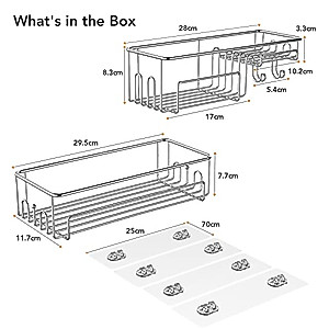 Shower Caddy Rack Organizer Wall Mount, HOMEASY rv Shower Organizer Adhesive No Drilling, 304 Stainless Steel Storage Shower Caddy Shelf with Hooks Soap Dish for Bathroom,Toilet,Kitchen,rv -2 Pack