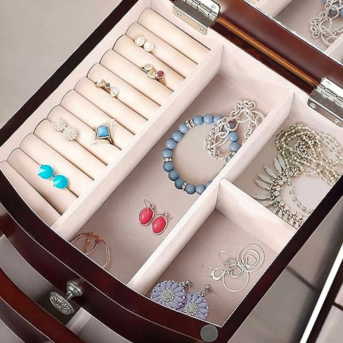 Hives and Honey Julia Jewelry Armoire, 40in X 17in X 12in, Walnut