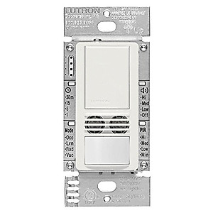 Lutron MS-A102-WH Maestro Dual Tech Occupancy Sensor Switch, no neutral required, 6 Amp Single-Pole, White