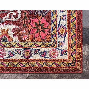 Rugs.com Fleur Collection Rug – 8' x 11' Multi Medium-Pile Rug Perfect for Living Rooms, Large Dining Rooms, Open Floorplans