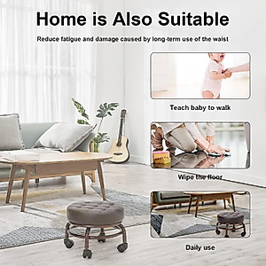 Elitzia Pedicure Foot Stool Beauty Salon SPA Foot Bath Footstool Two Colors Optional Thick Support Seat Quality Wheels ET28499 Brown Colour