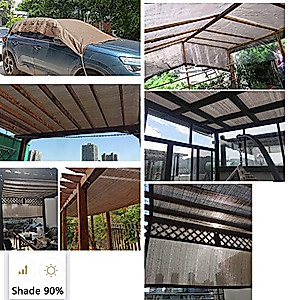 Zlovne Shade Cloth Shade Mesh Tarp,90% Uv Resistant Breathable Shade Net,Brown Shade Netting for Outdoors,Gardens Terrace Courtyard Balcony Car,Insulation Anti-Aging Shade Fabric (6.5ftx6.5ft)