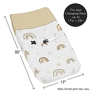Sweet Jojo Designs Neutral Boho Rainbow Girl Boy Unisex Baby Nursery Changing Pad Cover - Mustard Yellow Pumpkin Orange Bohemian Sunshine Modern Vintage Beige Gold Taupe Tan
