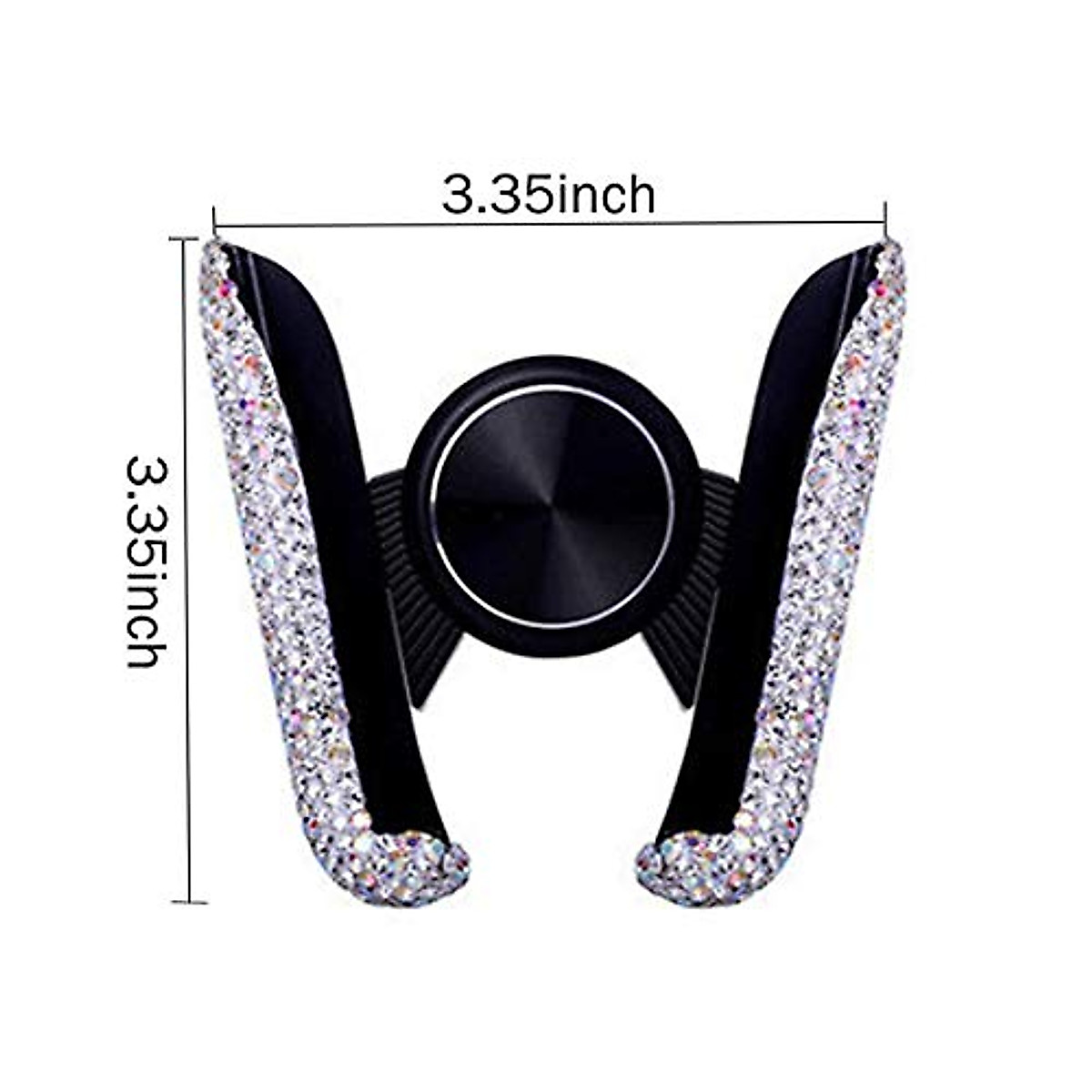 SUNCARACCL Bling Car Phone Holder Mini Car Dash Air Vent Automatic Phone Mount Universal 360°Adjustable Crystal Auto Car Stand Phone Holder Car Accessories for Women and Girls (White)