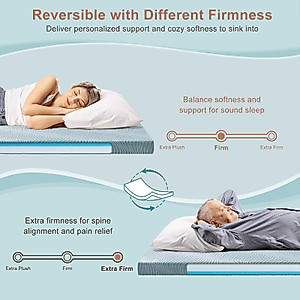 UniPon Medium to Firm Mattress Topper 3 inch Queen Memory Foam Mattress Topper Gel Infused with High-Density Foam for Body Support & Pressure Relief, Ventilated Design, CertiPUR-US Certified