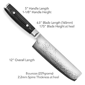 Yaxell Ran Plus 6.5" Nakiri Knife - Made in Japan - 67 Layers VG10 Damascus