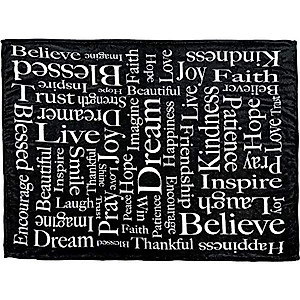 Inspiring Messages (Black) Super Plush Blanket - 50x60 Soft Throw Blanket - Perfect for Cuddle Season & Holiday Gifts!