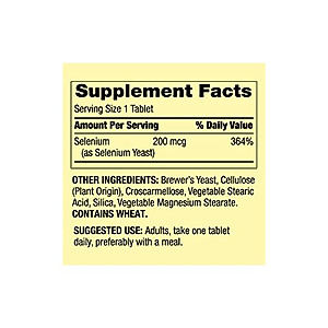 Spring Valley Selenium 200 mcg, 100 Count + STS Home Sticker.
