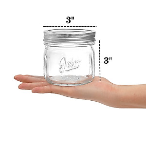 Lyellfe 12 Pack Wide Mouth Mason Jars, 12 Oz Glass Canning Jars with Airtight Lids, Clear Mason Spice Jars for Jam, Honey, Jelly, Sauces, Yogurt