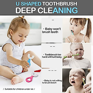 U Shaped Toothbrush Kids,2 Pack U Shaped Toothbrush Kids,Kids u-Shaped Toothbrush Age 2-6,Food Grade Soft Silicone Brush Head ,360 Whole Mouth Toothbrush for Toddlers and Children (S(Ages 2-6))