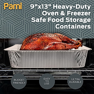 PAMI Aluminum Baking Pans, Half Size, Deep [Pack of 30] - 9”x13” Heavy-Duty Oven & Freezer Safe Food Storage Containers- Tin Foil Pans For Grilling, Roasting, BBQ & Baking- Foil Takeout Containers