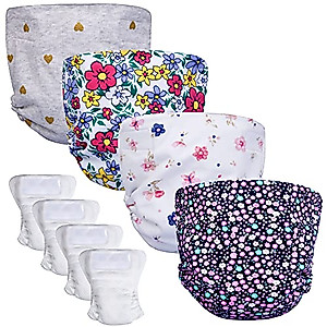 BIG ELEPHANT Baby Cloth Diaper Cover - 4 Pocket Diaper Case with 4 Color Changing Inserts Adjustable Reusable 18-36 Month