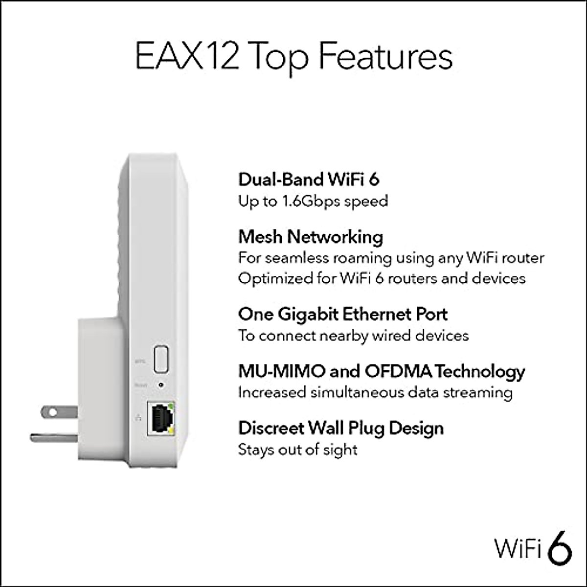 NETGEAR AX1600 4-Stream WiFi Mesh Extender (EAX12) (Renewed)