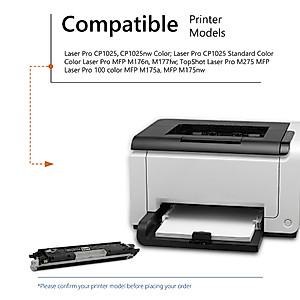(New Chip) 126A Black Toner Cartridge 1-Pack, 126A CE310A Toner Replacement for HP 126A Toner Compatible with Laser Pro 100 Color MFP M175, Laser Pro CP1025, TopShot Laser Pro M275 MFP Series Printer