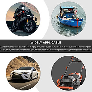 USTOPF1T 12V Battery Charger and Maintainer, Smart Charger Lead Acid Batteries with Clamps for Motorcycles, Trucks, Lawnmowers and Maintenance Charging for Cars, SUVs, RVs