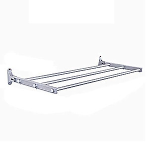 LXLTL Clothes Airer, Folding Clothes Pole Outdoor Push and Pull Drying Racks Punch Bathroom Clothes Drying Racks,3 Tracks,100cm