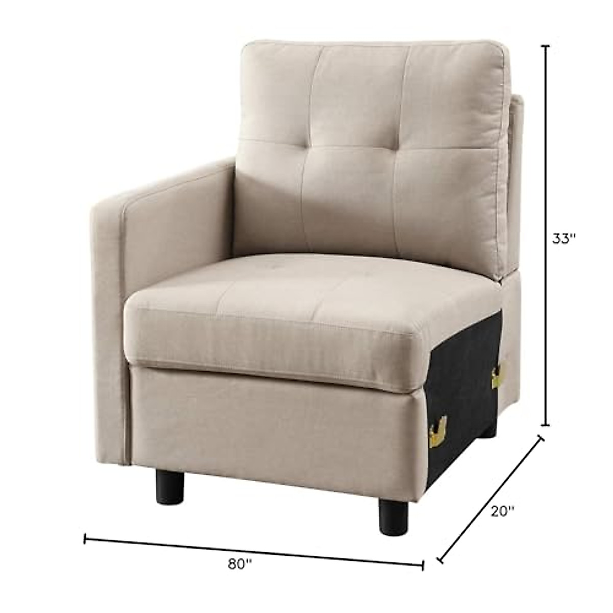 DAZONE Modular Sectional Sofa Assemble 6-Piece Modular Sectional Sofas Bundle Set Cushions, Easy to Assemble Left & Right Arm Chair, Corner Chair, Armless Chair, Ottomans Table Grey