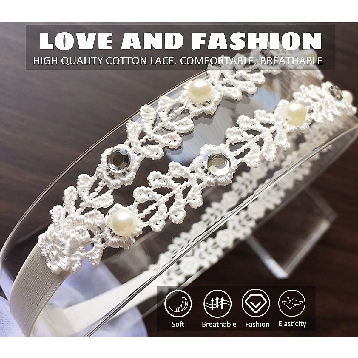 DANMY Baby Girl Super Elastic Headband,Cotton Lace Toddler Hair Band,Infant Soft Turban Hair Accessories Set