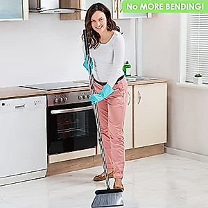 FlyBanboo Broom and Dustpan, Dustpan and Broom Set, Long Handle Broom Set Can be Used in Home Kitchen Room Office Lobby Broom Combo