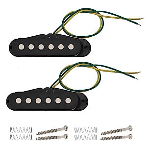 2Pcs Yootones Electric Guitar Single Coil Sound Pickup Audio Transducer Compatible with ST Guitar Replacement Part (Black)