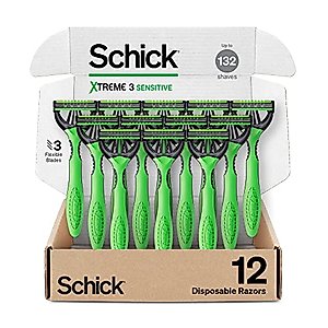 Schick Xtreme 3 Original Razor — Disposable Head Razor for Sensitive Skin, 12 Count
