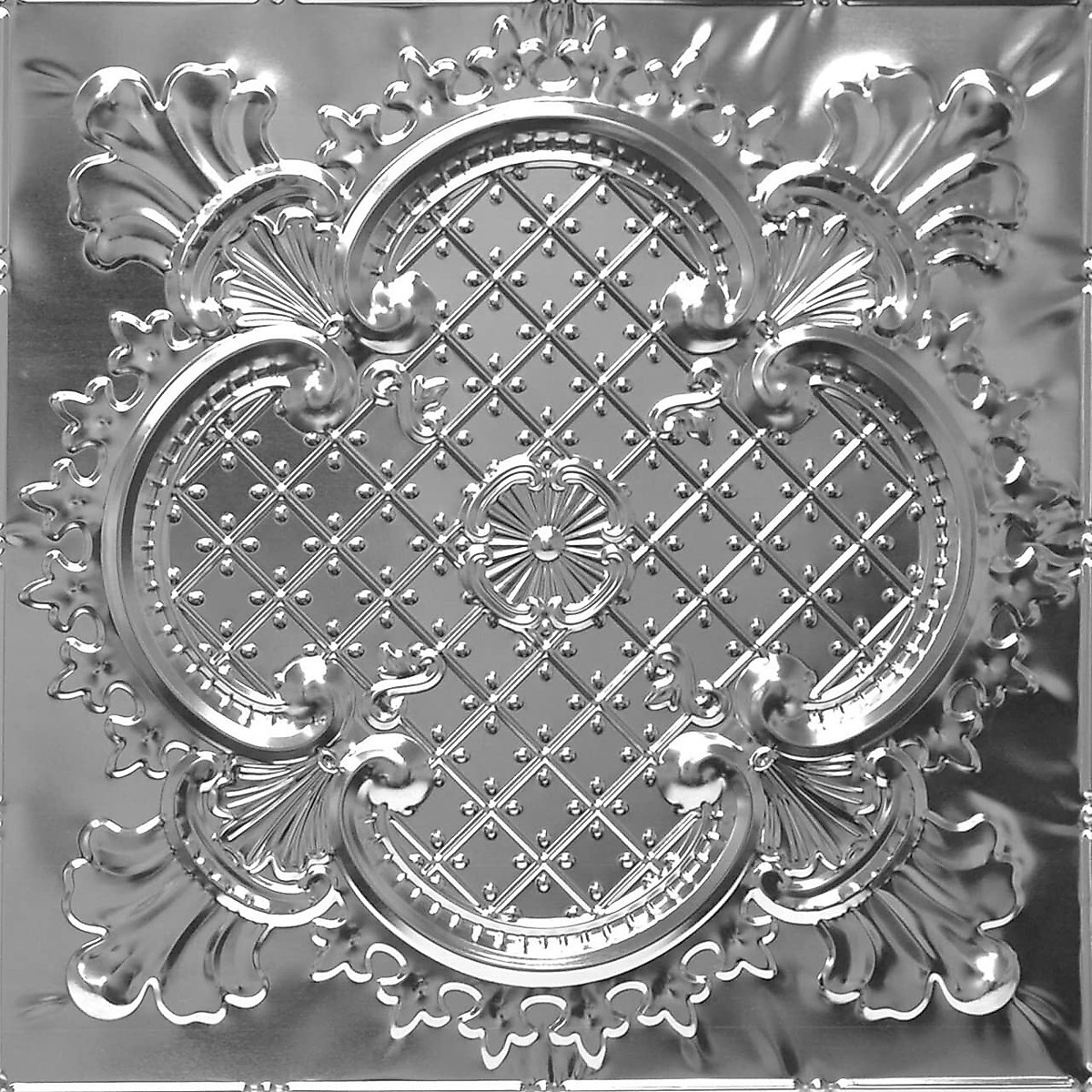 Lancelot 2 ft. x 2 ft. Tin Plated Steel Wall and Ceiling Patterns Drop in Steel (Unfinished) 12 Pack