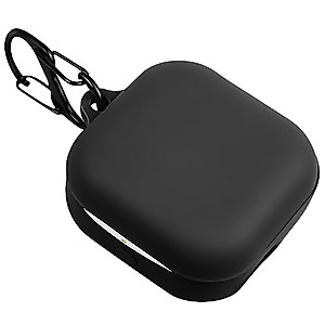 LDSXAY Compatible with Echo Buds 2023 Case Cover, Soft Silicone Shockproof Protective Case Skin for All-New Echo Buds (2023 Release) Charging Case with Carabiner, Front LED Visible (Black)