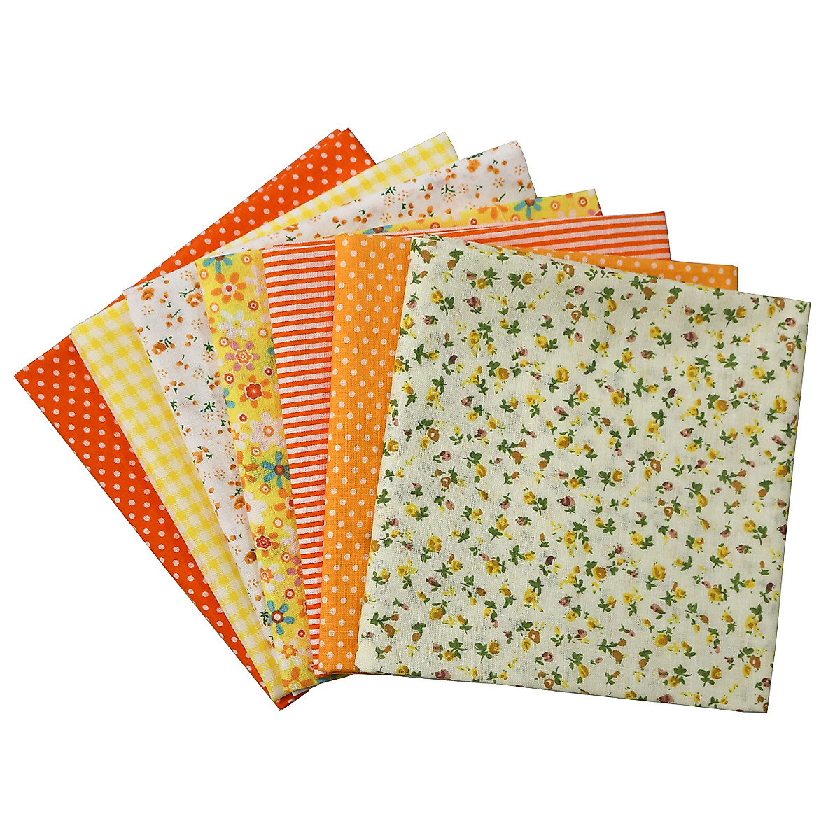 OZXCHIXU 7PCS/lot Yellow Series Floral Cotton Fabric,19.7X19.7 inches Quilting Patchwork Fabric Fat Quarter Bundles Fabric for Scrapbooking Cloth Sewing DIY Crafts Handmade Bags Pillows