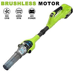 GardenJoy 40V Cordless Leaf Blower - 500CFM Brushless Electric Handheld Leaf Blower with Battery and Fast Charger, 2 Variable Speeds, Lightweight Portable Power Leaf Blowers for Lawn Yard Garden Care