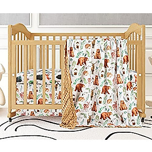 Jola's House 3 Piece Baby Crib Bedding Set Woodland Soft Bean Dot Neutral Unisex Nursery Bedding Set for Boys or Fitted Girls Crib Sheet Blanket and Crib Skirt