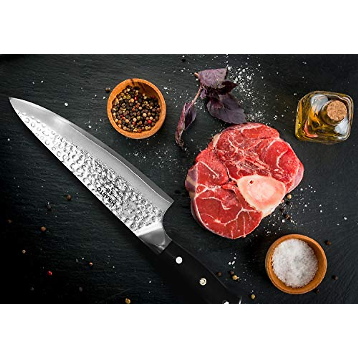 MIKARTO Chef Knife, 8 Inch Gyuto, Professional Grade - Japanese AUS-10 Super Steel Kitchen Knife with Hammer Finish - Ultra Sharp, High Carbon Kitchen Knives - Quality, All Purpose, Precision cutting.