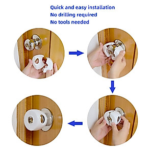 (4 Pack) KinderGard Baby Safety Door Knob Covers to Child Proof Doors Easy Installation,Toddler,Child,Accident, Lock, Universal,Cover,Protection, Babyproofing, Works with All Knobs up to 2 ¼ inches