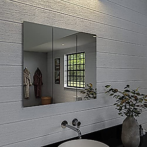 Croydex Thurmond Tri-View, Recessed or Surface Mount Medicine Cabinet, 30W x 26H, Aluminum