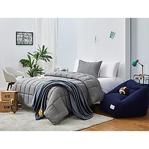 Aeropostale Cozy Sherpa Bean Bag Sofa Chair for Kids, Teens, and Adults, Navy