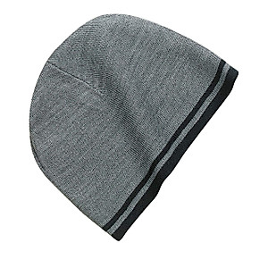 Port & Company - Fine Knit Skull Cap with Stripes OSFA Athletic Oxford/Black