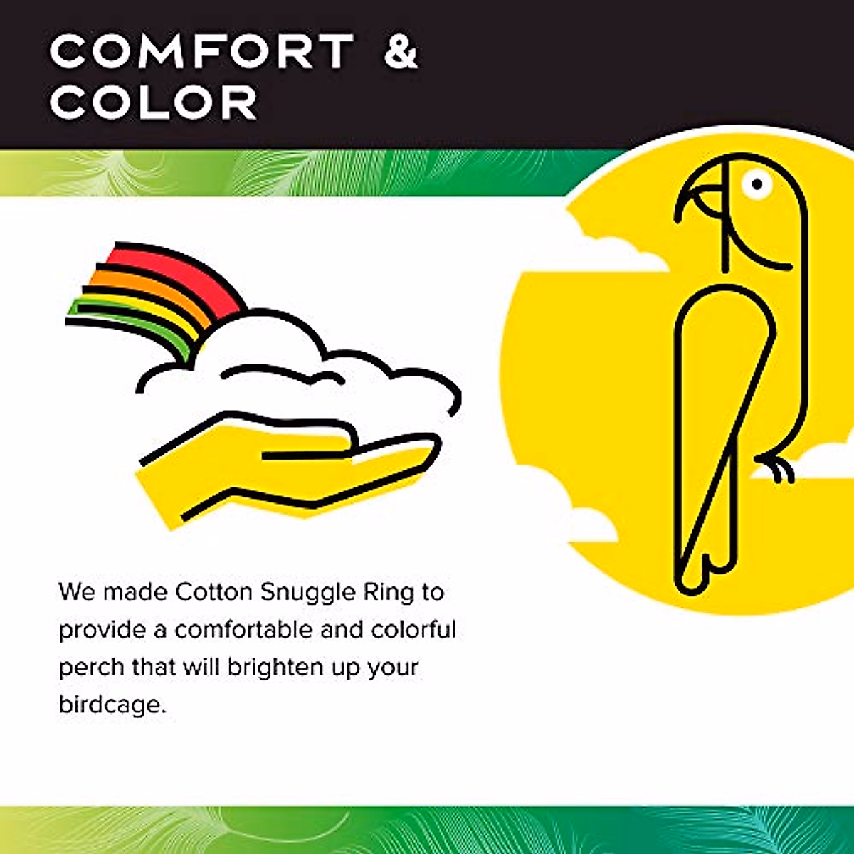 Featherland Paradise Cotton Snuggle Ring Bird Toy, Bird Perch, Large Bird Toys, for Parrots, Cockatoos, Macaws, Large Birds